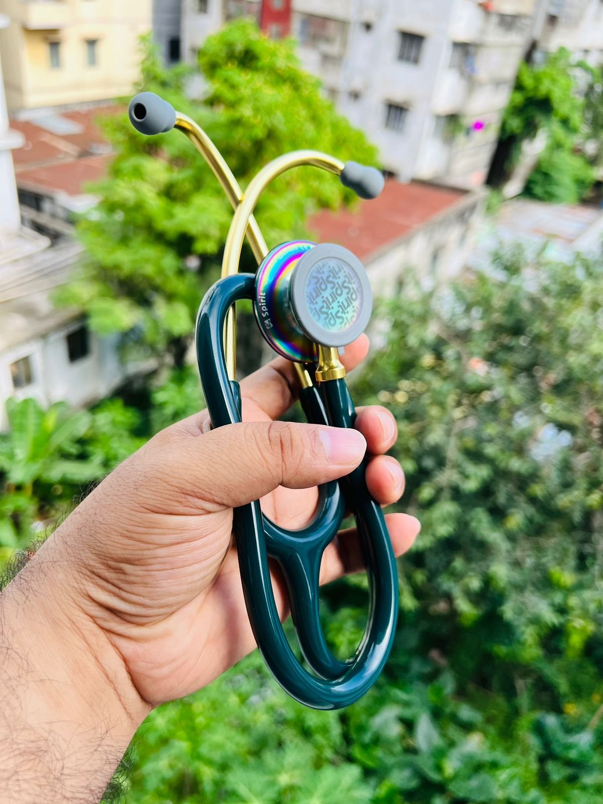 Spirit Deluxe Series III Hunter Green Rainbow Stethoscope - Health Point BD